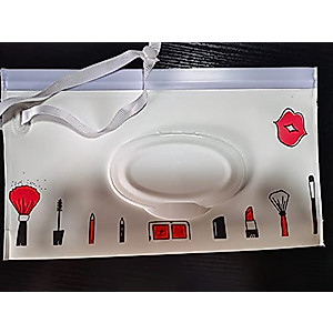 kewaii Portable Wet Tissue Bag Cover, Reusable and refillable Personal Travel Tissue Dispenser Box (White Cosmetics)