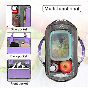 IDEATECH Lunch Bags for Women, Insulated Lunch Bag for men, Large Reusable Tote Bag, Leakproof Cooler Lunch Bags for Work, Cute Reusable Lunch Bags, Womens Lunch Bag for Office Picnic(Purple)