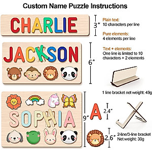Personalized Name Puzzle Easter Gifts for Kids, Custom Easter Basket Stuffers Toddler Puzzle Toy for Boy Girl Gift with Engraved Text Greetings on Back Toys for 1 Year Old Girl Gifts