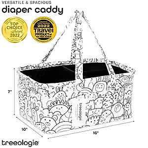 Baby Diaper Caddy Organizer Basket for Nursery Changing Table - Car Storage Tote Bag for Nappy, Diapers, and Wipes - Newborn Registry Shower Gift for Girl and Boy Must Haves - Travel Bin(White)