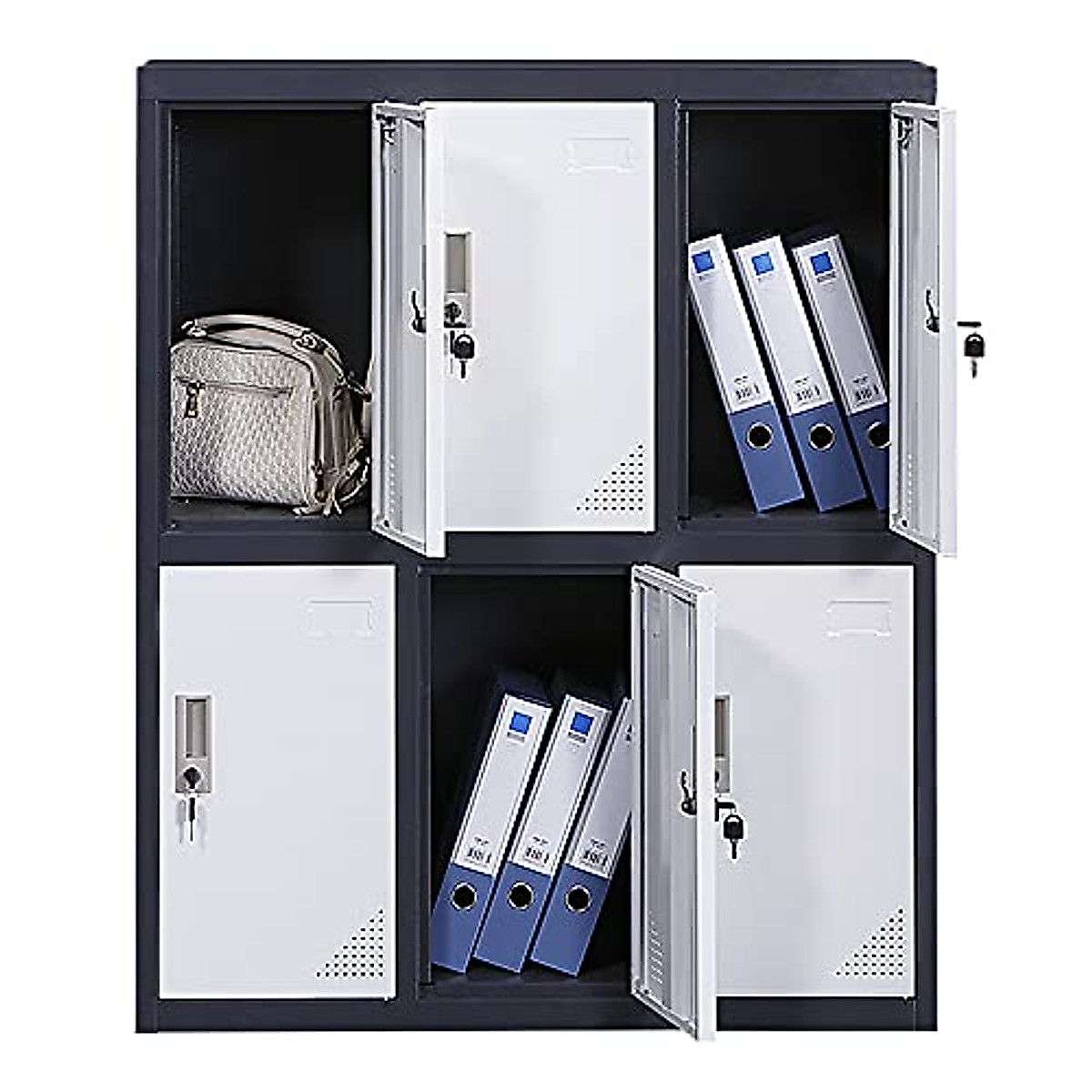 MAYROY Metal Locker Office Storage Locker Home Steel Locker School Storage Organizer, Storage Cabinet for Kids Students Employee (Gray, W6D)