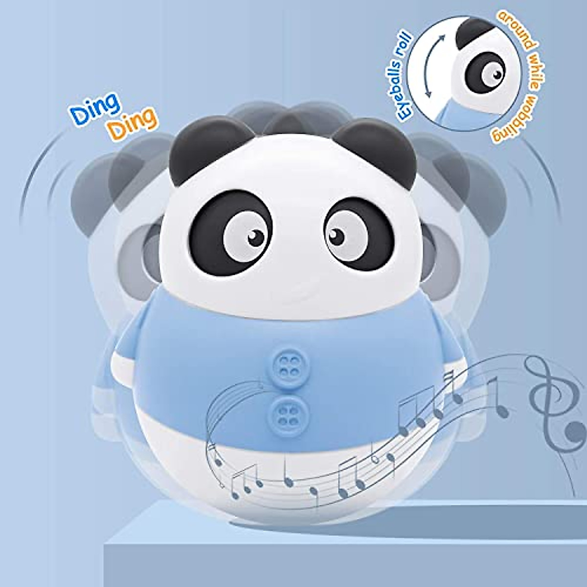 Conzy Roly Poly Tumbler Panda, Baby Tummy Time Toy, Cute Musical Toy Gift for Infant Boy Girl 36 Months and Up, Cute Desk Toys for Office for Adults