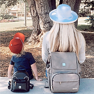 The Kennedy Diaper Bag Backpack for Mom or Dad with Stroller Straps, Baby Changing Pad & USB Hub, Neutral (Grey)