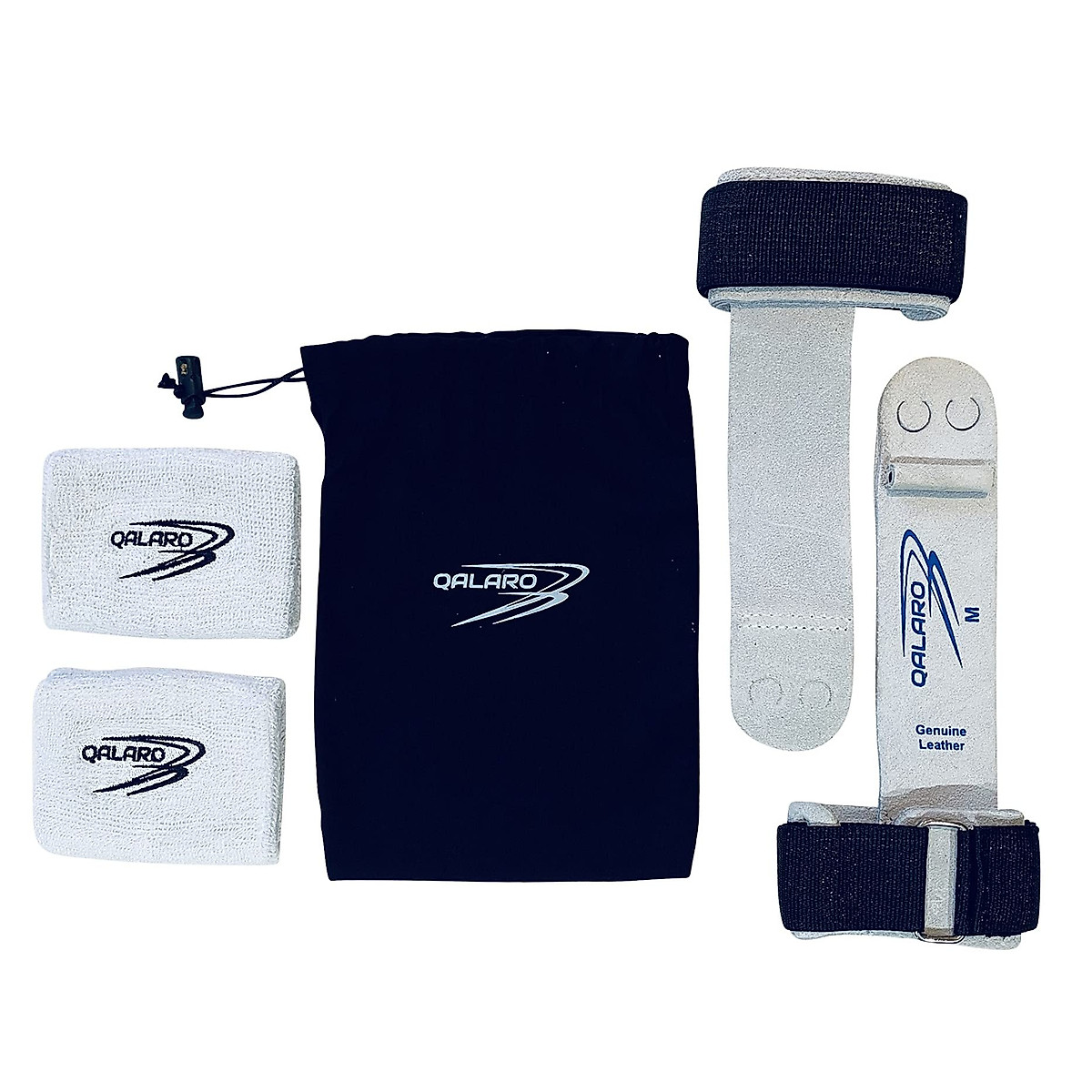 QALARO Hook & Loop Grips for Girls Gymnastics | Dowel Grips, 4" Wristbands, Grip Bag | Gymnastics Grips for Girls | Youth Bar Grips … (Large, Straight Cut)