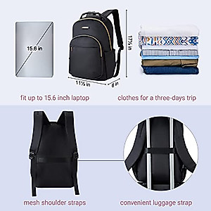LIGHT FLIGHT Laptop Backpack for Women Computer Bag 15.6 Casual Notebook Back packs for Work Travel Business Trip College, Practical Gift for Women and Family Black