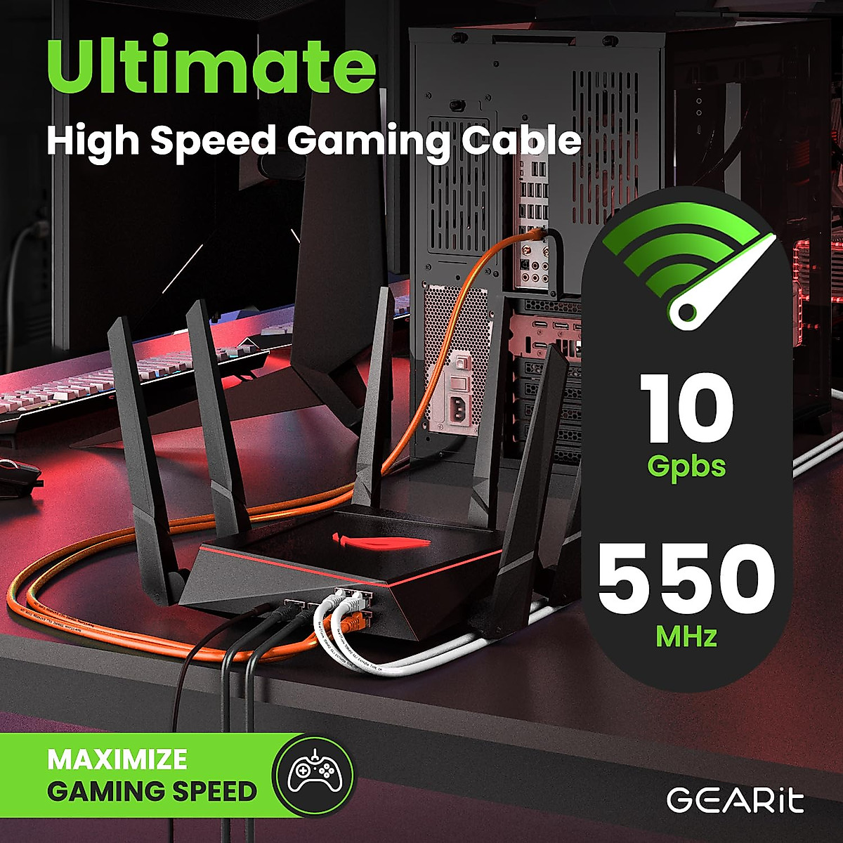 GearIT Cat 6 Ethernet Cable (20-Pack 5 Feet) Cat6 Network Patch, 10Gbps, RJ45, Snagless Cord, Gold-Plated Connectors, Internet for PC, TV, Tablet, Router, Printer, Servers, IT Data Center - Orange