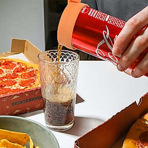 Cosmos Silicone Slim Can Lids Beverage Can Lid Cover Protector for Slim Can and Skinny Can Soda, Beer, Energy Drinks, Juice, Seltzer (Light Blue (1 Pc) + Orange (1 Pc))