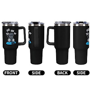 Vintage Racing Car 40oz Water Bottle Double Wall Insulated Tumbler with Handle Leakproof Travel Mug Black-style