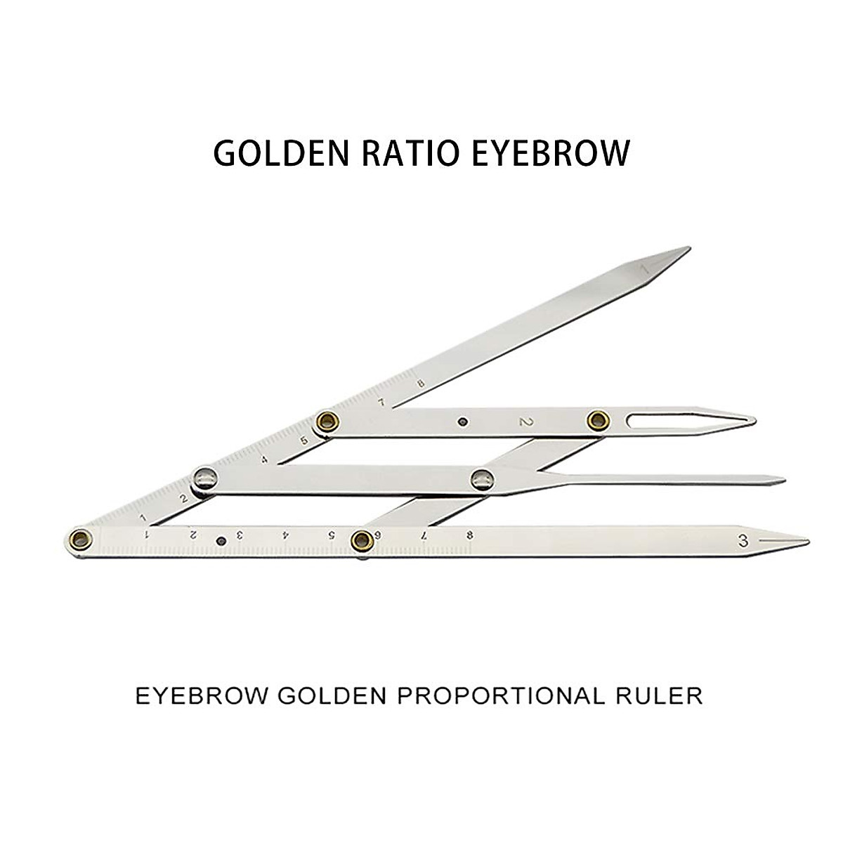 Dr.Pedi Eyebrow Golden Ratio Caliper Stencil with Flexible Arms Microblading Permanent Makeup Reusable DIY Tattoo Ruler Measurement Symmetrical Tool Foldable, Silver, 2 Piece Set