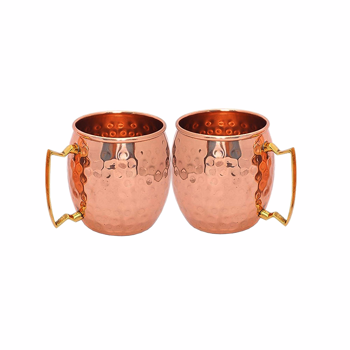 PARIJAT HANDICRAFT Set of 4 copper moscow mule mugs authentic and solid cups glasses hammered finished capacity- 16-Ounce