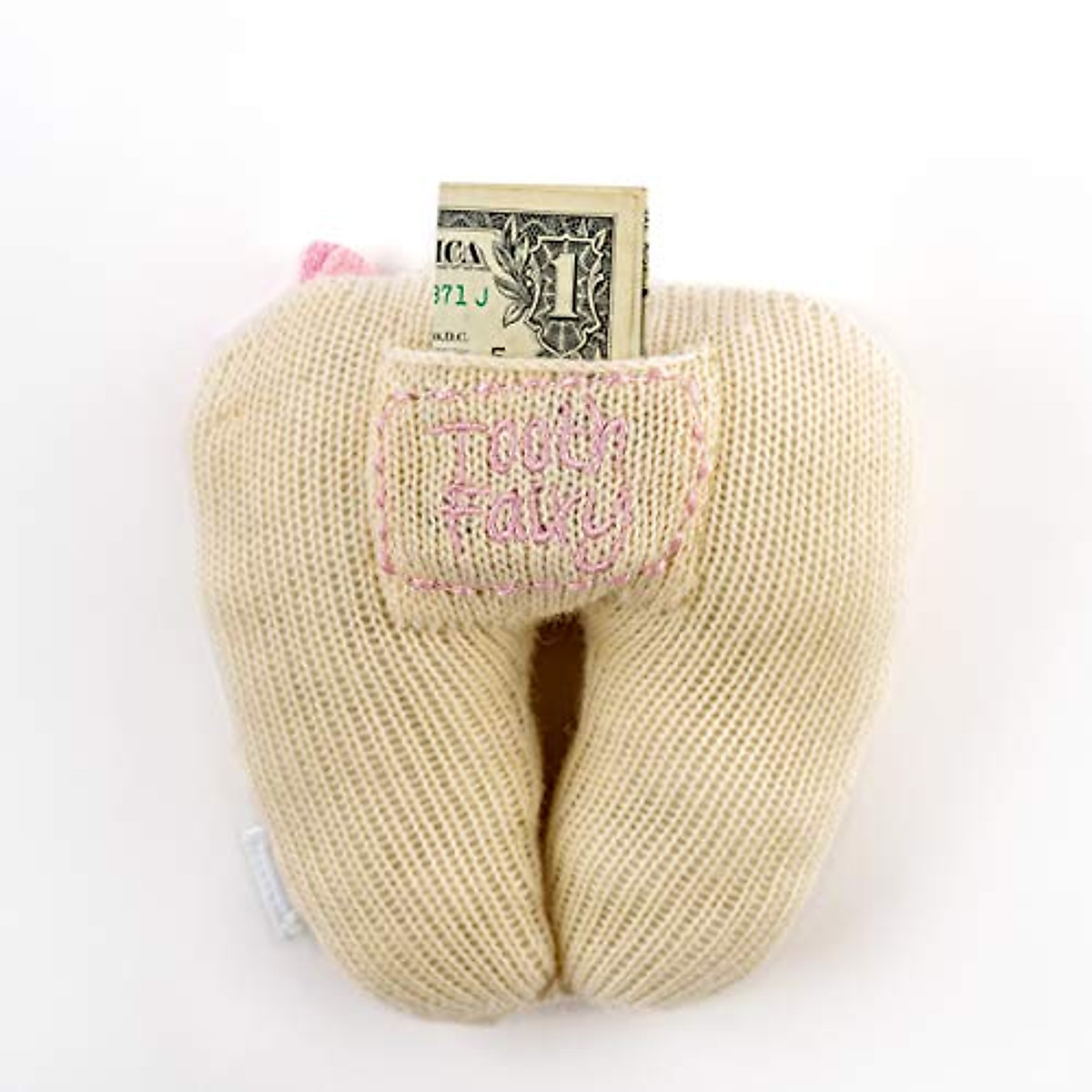 Mud Pie Knit Tooth Pillow, Pink, Small