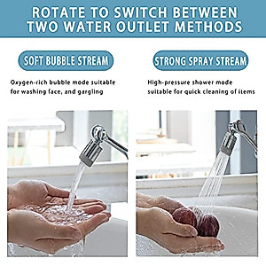 Lifeadhoc Faucet Extender Aerator, 1440° Universal Swivel Robotic Arm Sink Faucet Extension Aerator & Sprayer Attachment for Kitchen, Bathroom, Laundry with 2 Water Outlet Modes