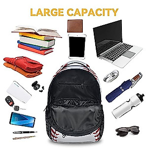 COOPASIA Personalized Baseball Backpack for Boys, 16 Inch Sports Theme Backpack for School, Adjustable Straps, Durable, Lightweight Bookbag for Kids