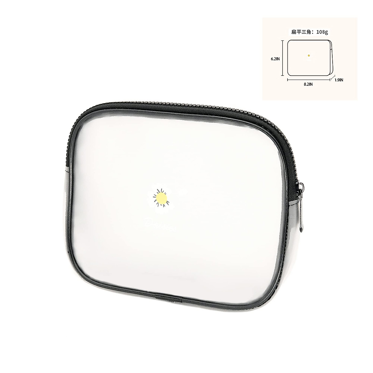 SLYZLGC Clear Waterproof Makeup Portable Mini Travel Toiletries Bag, Pvc Pouch With Zipper Packing Women Cosmetic Organizers With Handle For Vacation Beach Travel, Bathroom Shower Transparente(CJSJ)