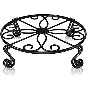 Black Plant Stand for Flower Pot Heavy Duty Potted Holder Indoor Outdoor Metal Rustproof Iron Garden Container Round Supports Rack for Planter Bronze, Pumpkin Stand Outdoor