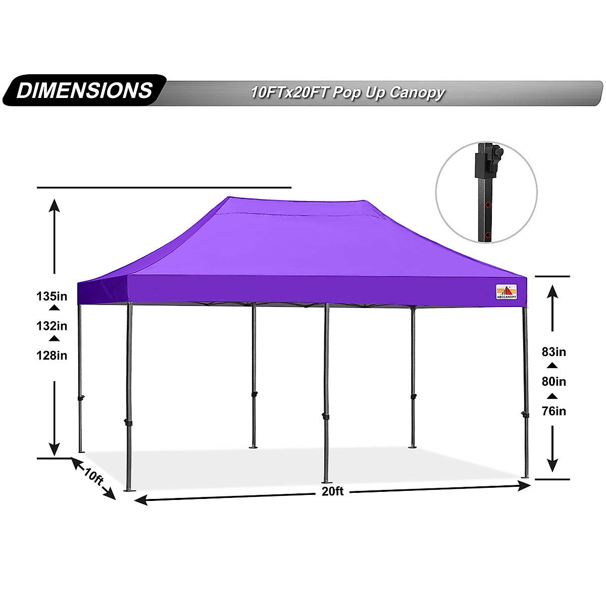 ABCCANOPY Patio Pop Up Canopy Tent 10x20 Commercial-Series(Purple)