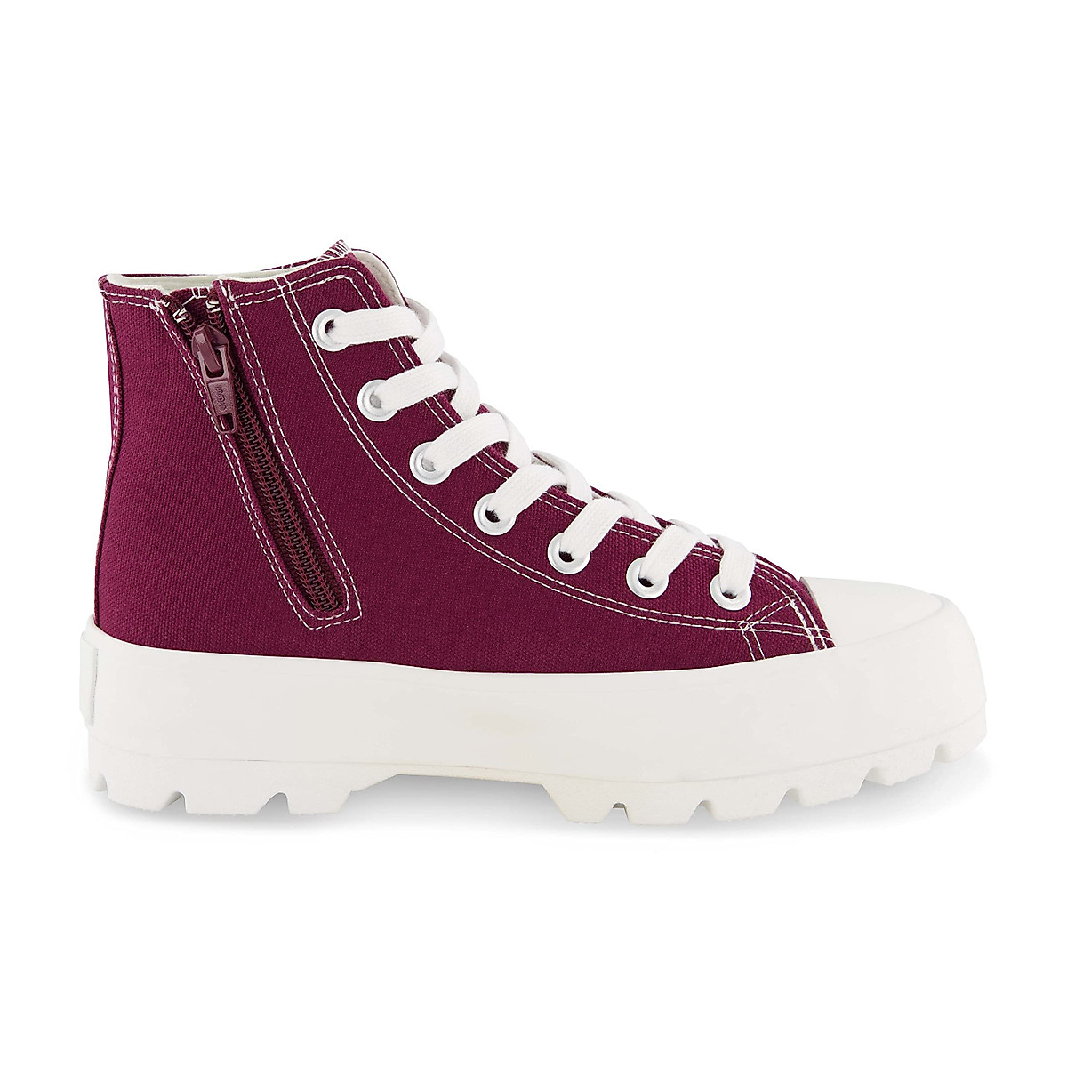 CUSHIONAIRE Women's Vespa high top Canvas Sneaker +Memory Foam and Side Zipper, Burgundy 10