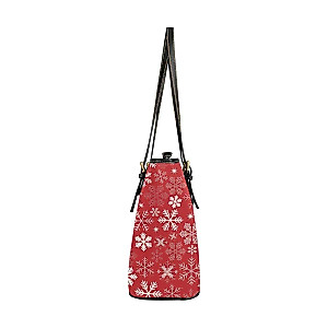 InterestPrint Women Handbags Shoulder Bags Tote PU Leather Handbags White Winter Snowflakes