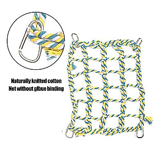 Petmolico Pet Climbing Rope Net, Rat Hamster Bird Ferret Hanging Hammock Cotton Climbing Rope Ladder Small Animal Activity Toy, 2 Pack, Red + Yellow