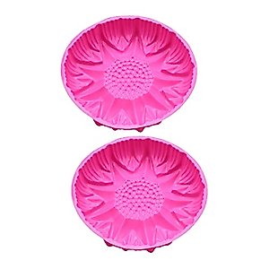 EXQUIMEUBLE 2pcs Sunflower Mold Silicone Cake Molds Silicone Bread Loaf Pan Cake Mould for Round Baking Pan Silicone Candy Mold Round Cake Pan DIY Baking Mold Household Baking Mold Large Rosy