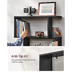 VASAGLE Bookshelf, 5-Tier Bookcase, Tall Display Shelf, Freestanding Storage Shelf, Room Divider, for Home Office, Living Room, Bedroom, Study, Ebony Black ULBC062T56