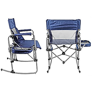 Zenithen Navy/Grey Outdoor Rocking Director Folding Chair with Side Table…