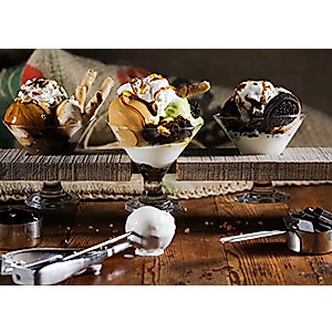 GLASIA Set of 6 Glass Ice Cream Bowls and 6 Stainless Steel Spoons | Small Dessert Cups for Parfait Sundae Snacks Fruit | Mini Footed Trifle Tasters with Spoon | Lead-Free Glass Dessert Serving Dishes