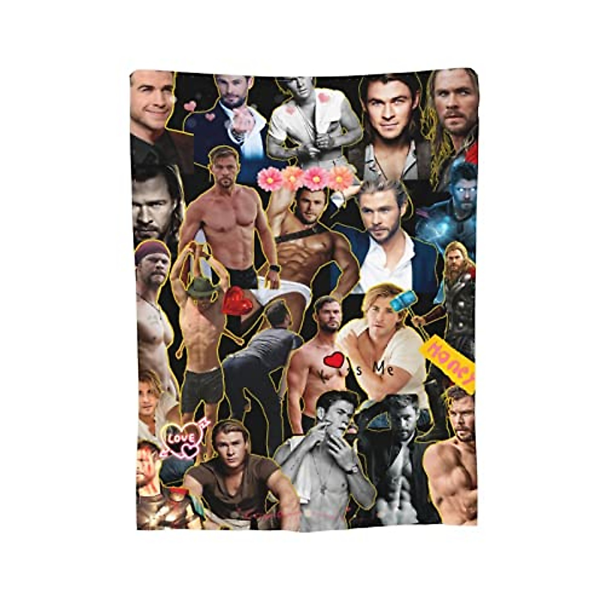Blanket Chris Hemsworth Soft and Comfortable Warm Fleece Blanket for Sofa,Office Bed car Camp Couch Cozy Plush Throw Blankets Beach Blankets