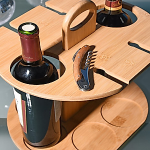 Tirrinia Small Wine Rack, Wine Racks Countertop with Glass Holder, Bottle Shaped Shelf Wine and Wine Glass Holder, Perfect for Home Decor & Kitchen Wine Storage Rack, Best Gift for Wine Lover