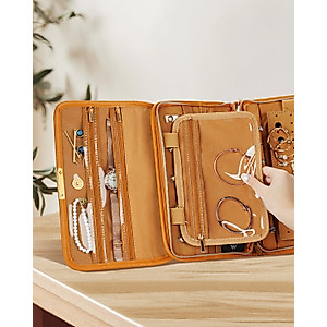 MATEIN Hanging Diaper Caddy, Portable Diaper Organizer Stacker, Nursery Storage for Changing Table, Jewelry Travel Organizer, Waterproof PU Leather Tangle Free Women Jewelry Case Holder