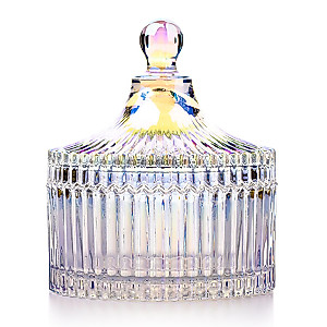 YILUSHENGHUA Colorful Glass Jar With Lid,Candy Cookie Jars,Jewelry Box,Buffet Jar Biscuit Containers Food Storage,Decorative Jar(Dazzling Colors)