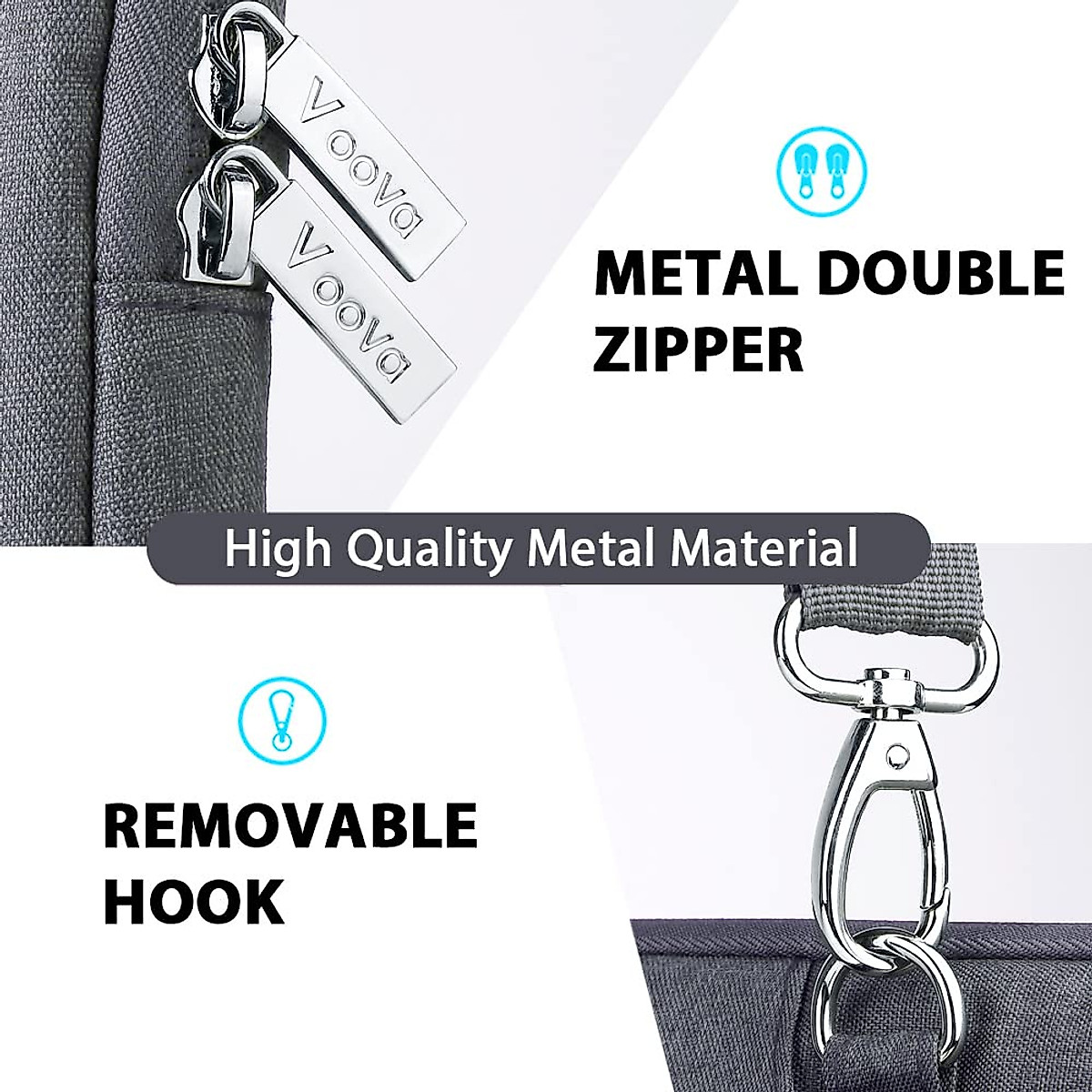 V Voova Laptop Bag 13-14 inch with Shoulder Strap & Handle, Waterproof Laptop Case Sleeve Compatible with 13-14” MacBook Air/MacBook Pro, Slim Briefcase Computer Cover for Men Women, Grey