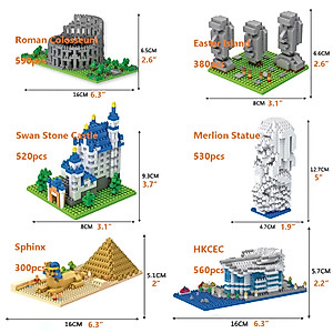 DoxiGlobal 10 in 1 Mini City Architecture Building Blocks Set Eiffel Tower/Taj Mahal/Big Ben/Leaning Tower of Pisa World Famous Collection Model KIts Construction Educational DIY Gift-4500pcs (10 Set)