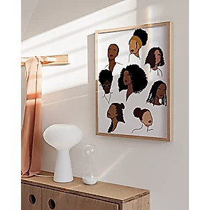 HAUS AND HUES Black Girl Wall Art & Hair Posters for Women - Black Women Art & African American Posters, Black Woman & African Art Pictures Women of Color Black Hairstyle Collage (Unframed 16x20)
