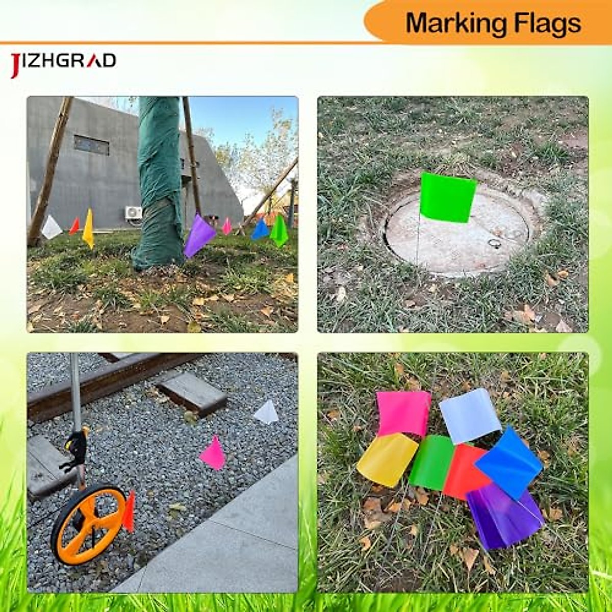 Purple Marker Flags, 100 Pack Construction Marking Flags | 4x5x16 Inch, Yard Flags Marker, Lawn Flags, Invisible Fence, Survey Flags, Landscape Flags, Sprinkler Flags, Surveyor Flags, Stake Flags,