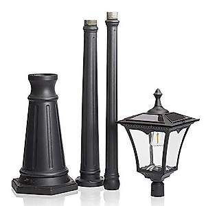 Sterno Home GL23716BK Outdoor Solar LED Street Light, for Patio, Post Light, Garden, 80” High, 1-Pack, Black