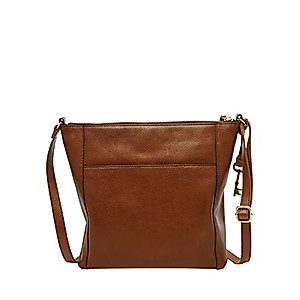 Fossil Women's Tara Leather Crossbody Purse Handbag, Brown + Fossil Women's Tara Leather Zip Around Clutch Wallet, Brandy