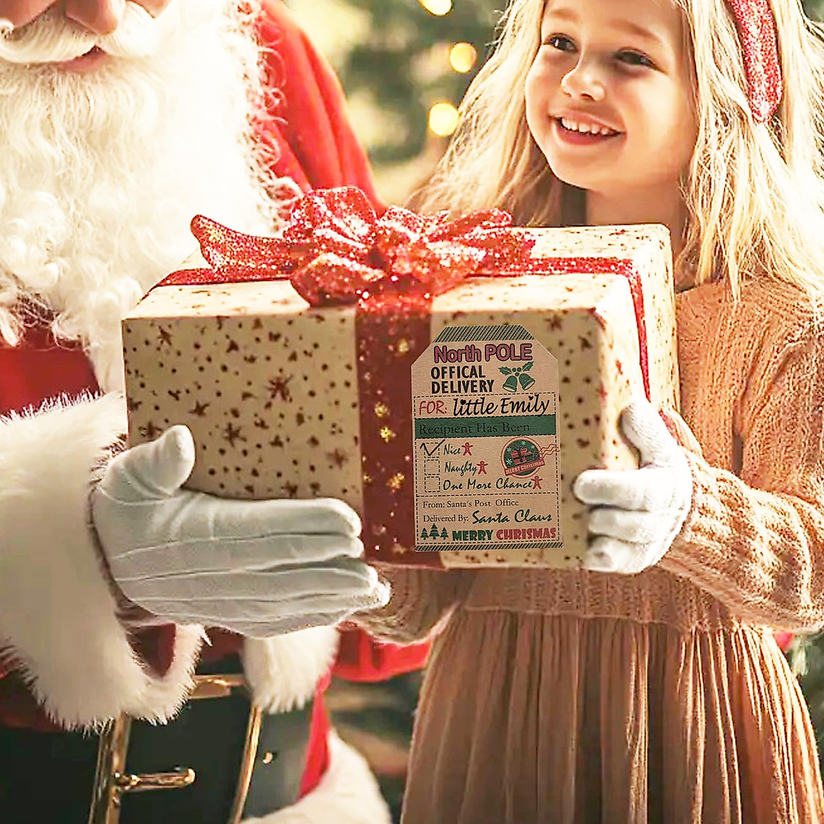 XDMTWLKJ from Santa Gift Tag Stickers, Self-Adhesive Christmas Labels for Gift Wrapping, from The North Pole Stickers 2 x 3 Inches, 200 Count (Brown)