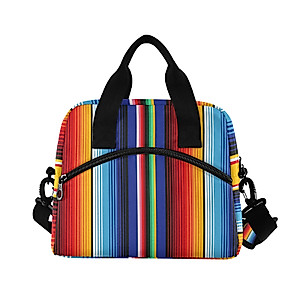 xigua Mexican Serape Stripes Lunch Bag Reusable Insulated Cooler Lunch Box Leakproof Lunch Tote Bag for Men Women Office School Work Picnic Travel,19 can