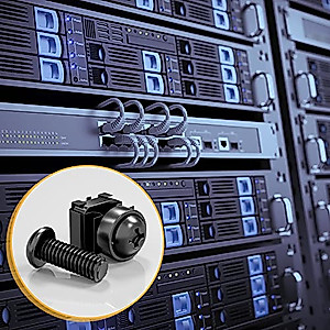 M6 x 16mm Rack Mount Cage Nuts, Screws and Washers for Rack Mount Server Cabinet, Rack Mount Server Shelves, Routers, 50 PACK Rack Mount Screws and Square Insert Nuts, Self-Locking Cable Ties for Free