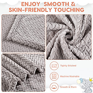 4 Pcs Baby Blankets Toddler Blanket Flannel Fuzzy Plush Flannel Fleece Baby Blankets Soft Warm Throw Crib Blanket, Nursery Swaddling Blankets for Girls Boys Kids Bedding, Gray, 26 x 32 Inch