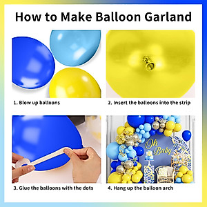 Blue Yellow Balloon Arch Kit, Royal Blue Light Blue Yellow Balloon Garland, Blue Yellow Gold Bridal Wedding Balloons for Birthday Wedding Baby Shower Lemon Bridal Shower Party Decorations