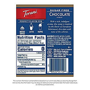 Torani Sugar Free Syrup, Chocolate, 25.4 Ounces (Pack of 4)