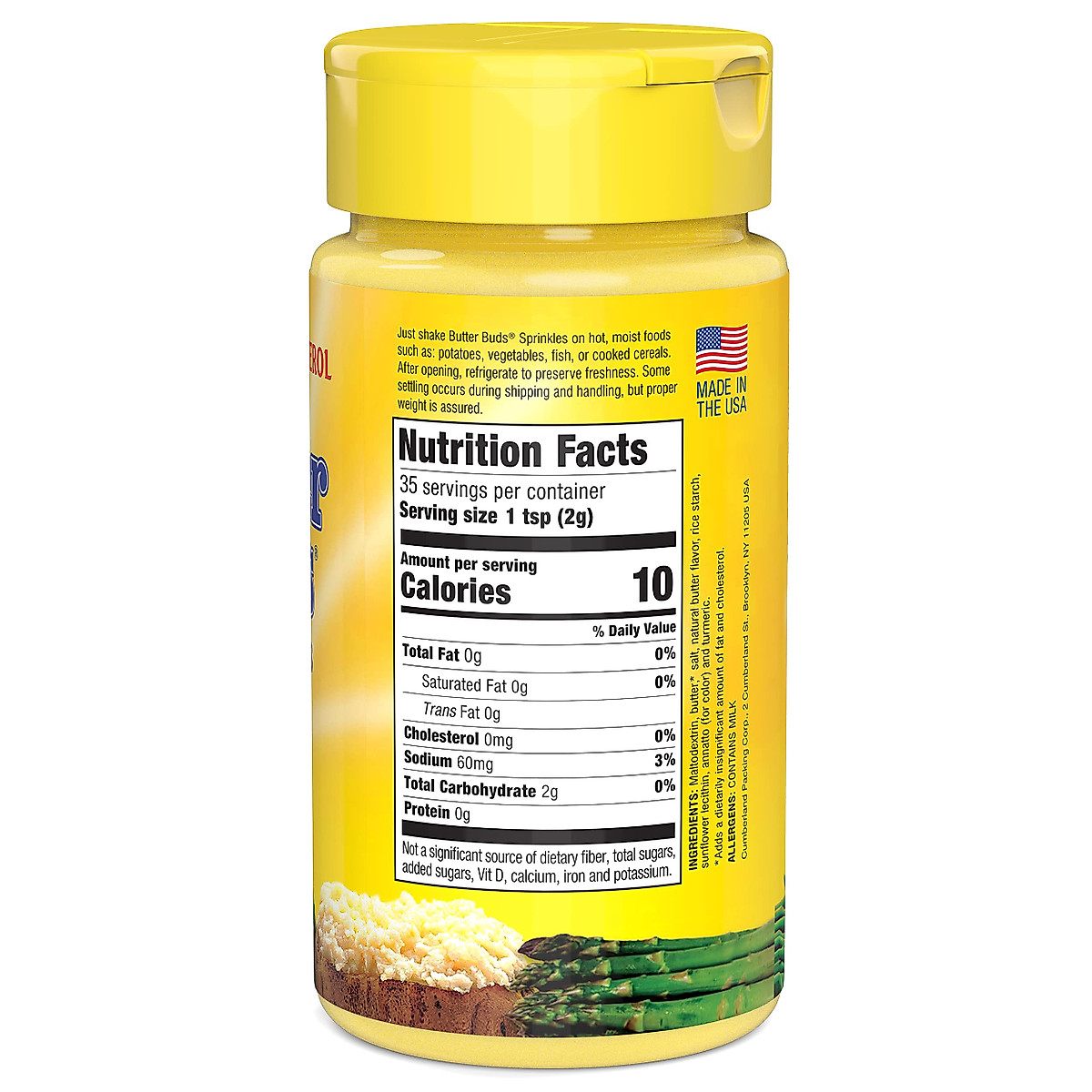 Butter Buds Sprinkles - Butter Flavor Granules - Natural - Gluten-Free - Lightly Salted Fat-Free Butter Substitute, 2.5oz (Pack of 2)