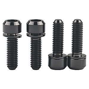 Wanyifa Titanium M6 16 18 20 35mm Allen Hex Bolts with Washers Screw for Bicycle Crank Brakes Pack of 4 (M6X20mm, Black)