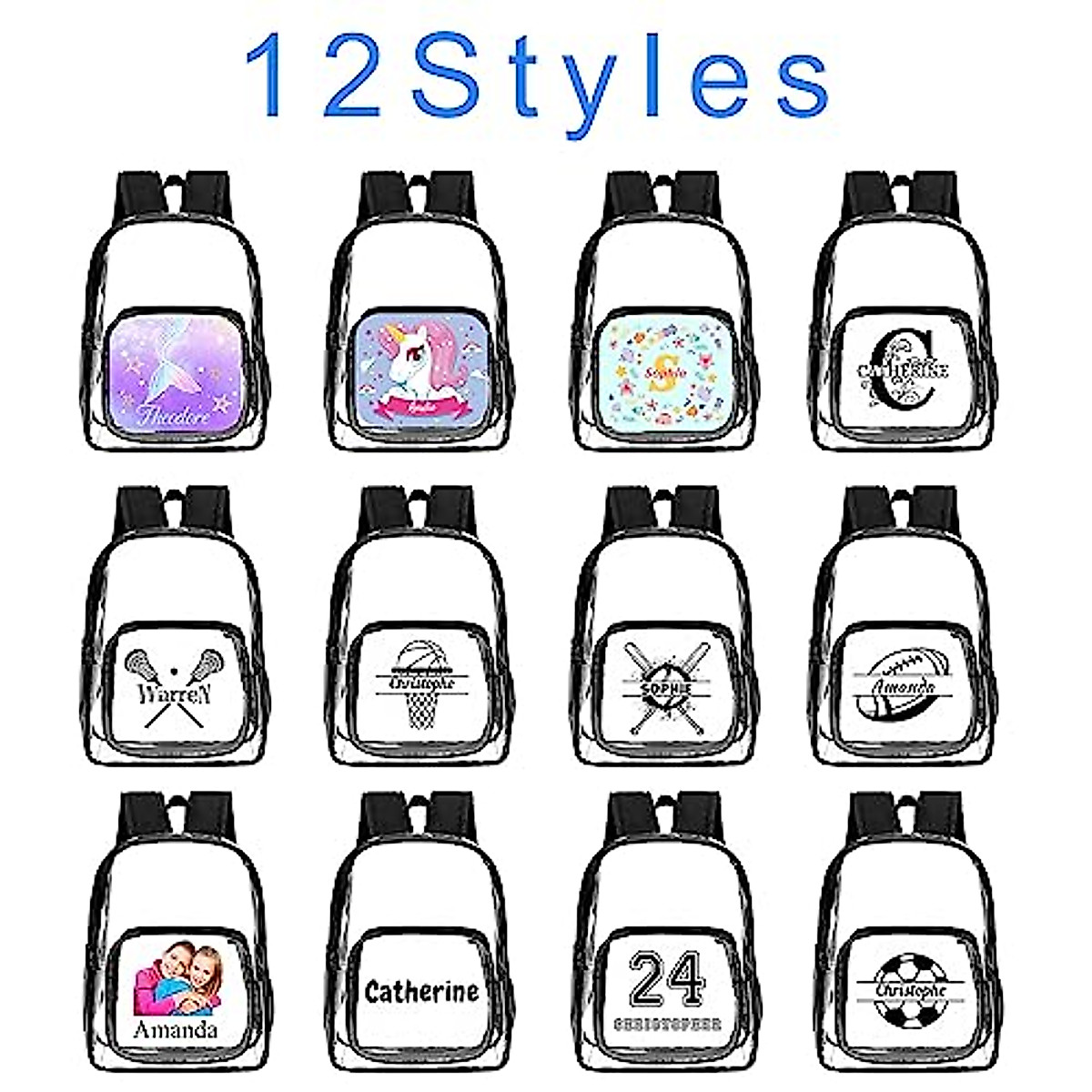 Amlion Custom Clear Backpack with Name Personalized Transparent ...