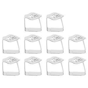 HYEIUIRA 10Pcs Tablecloth Clips Stainless Steel Leaf Style Anti Slip Multi Function Table Cloth Holders for Family Party Cafe (Silver)