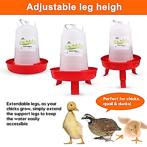 ZenxyHoC 1L Chick Feeder and 1.5L Chick Waterer Kit with 3 Adjustable Heights Combo for Baby Chicken Duck Brooder