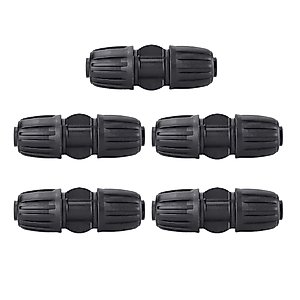 5 Pack 1/2" Drip Irrigation Fittings, Lock Barbed Straight Connectors, 1/2 inch Drip Connectors for Tubing(1/2" ID x 0.65" OD), Anti-Drop Straight Connect for Irrigation Tubing