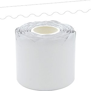 Teacher Created Resources White Scalloped Rolled Border Trim - 50ft - Decorate Bulletin Boards, Walls, Desks, Windows, Doors, Lockers, Schools, Classrooms, Homeschool & Offices